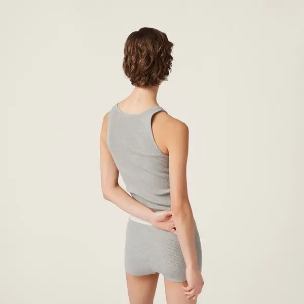 Miu Miu Cotton Knit Tank Top - Marble Gray/Tan | Editorialist